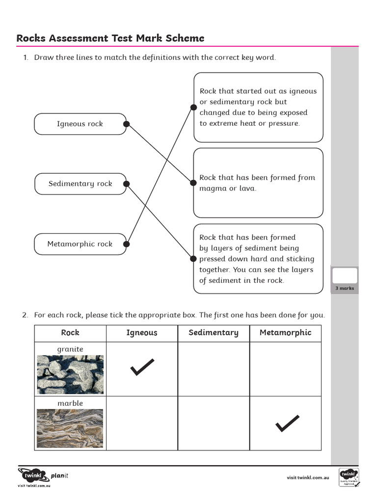 Rocks Assessment Test Answers | PDF | Rock (Geology) | Soil