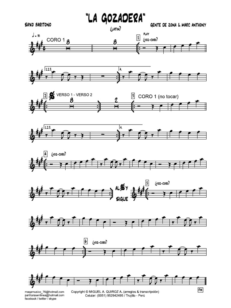 La Gozadera - Partitura de Saxo Baritono | PDF