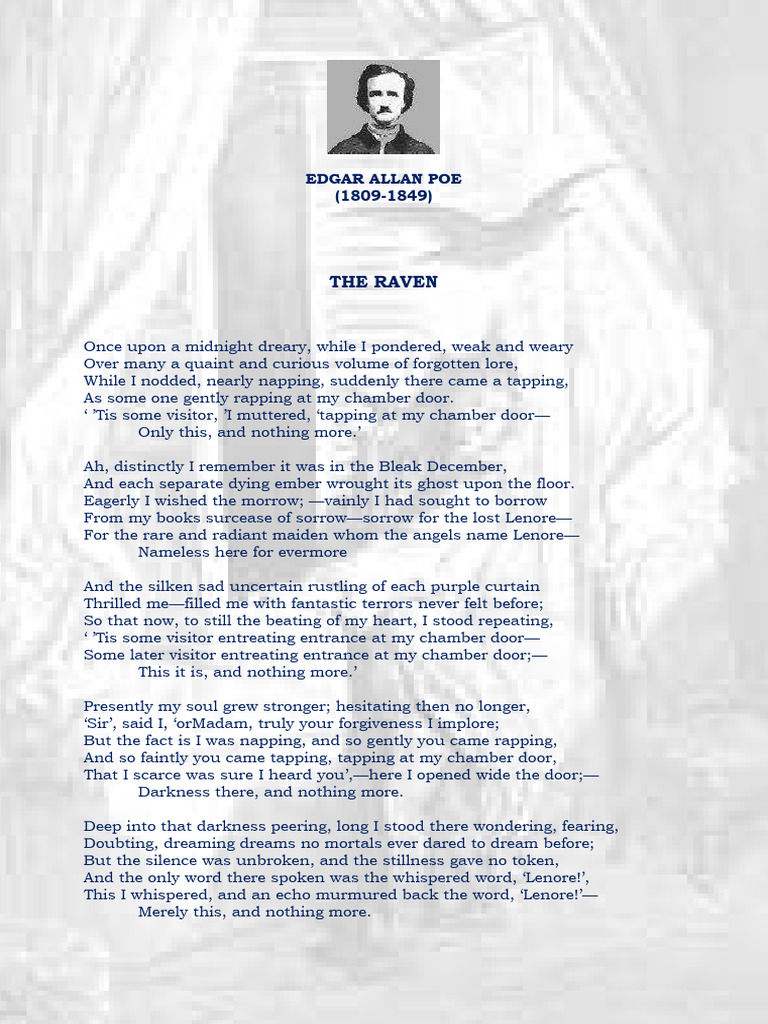 Edgar Allan Poe's The Raven Poem | PDF | The Raven | Religious Belief ...