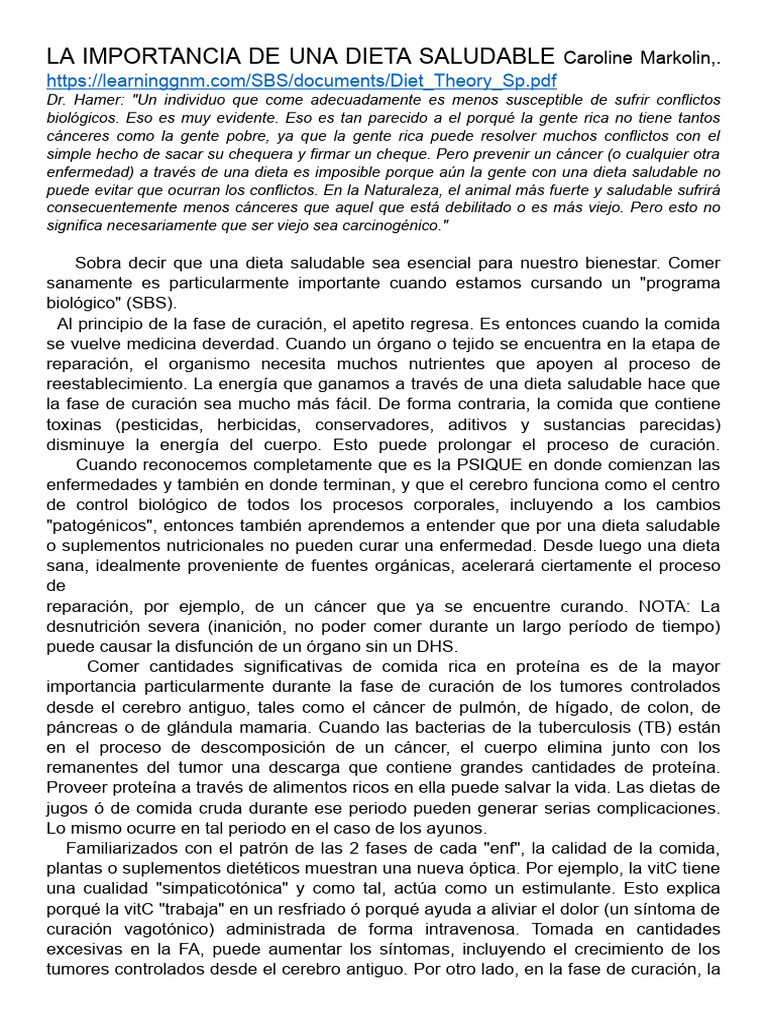 LA IMPORTANCIA DE UNA DIETA SALUDABLE Caroline Markolin | PDF ...
