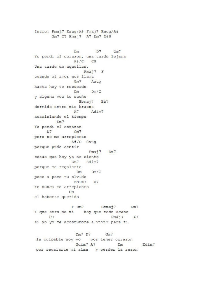 Yo Perdí El Corazón - Cifrado | PDF