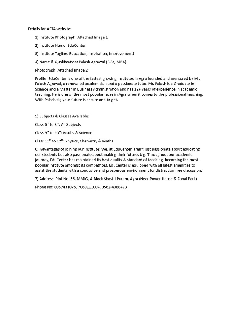 Details For APTA Website | PDF | Career & Growth