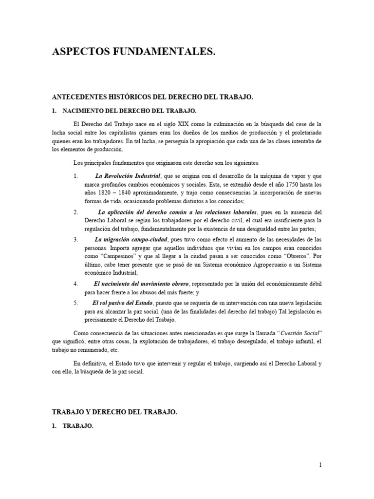 Aspectos Fundamentales | PDF | Derecho laboral | Caso de ley