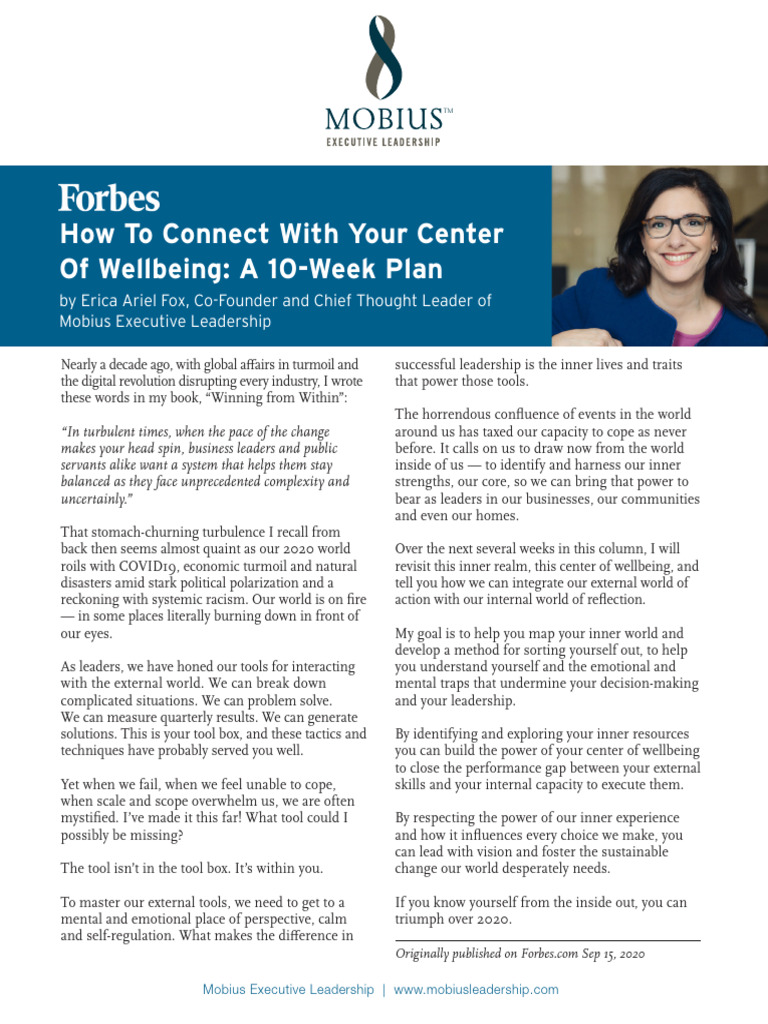How To Connect With Your Center of Wellbeing: A 10-Week Plan | Download ...