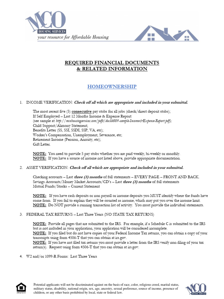 doclib004-required-financial-documents-homeownership | PDF | Internal ...