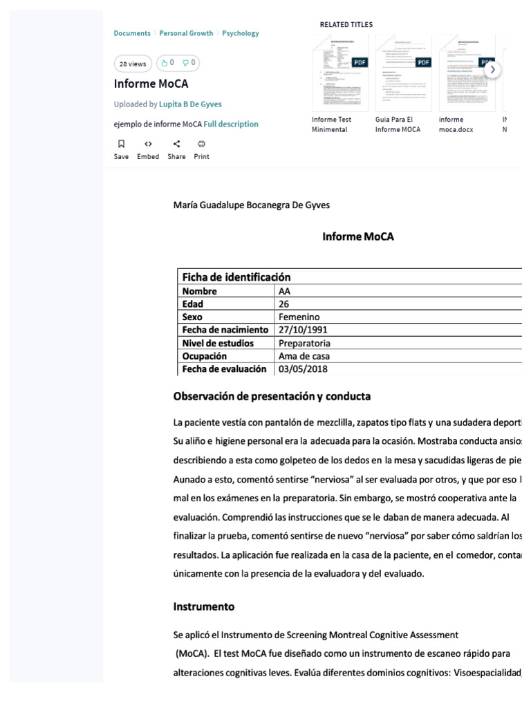 PDF Informe Moca - Compress | PDF | Memoria | Sicología