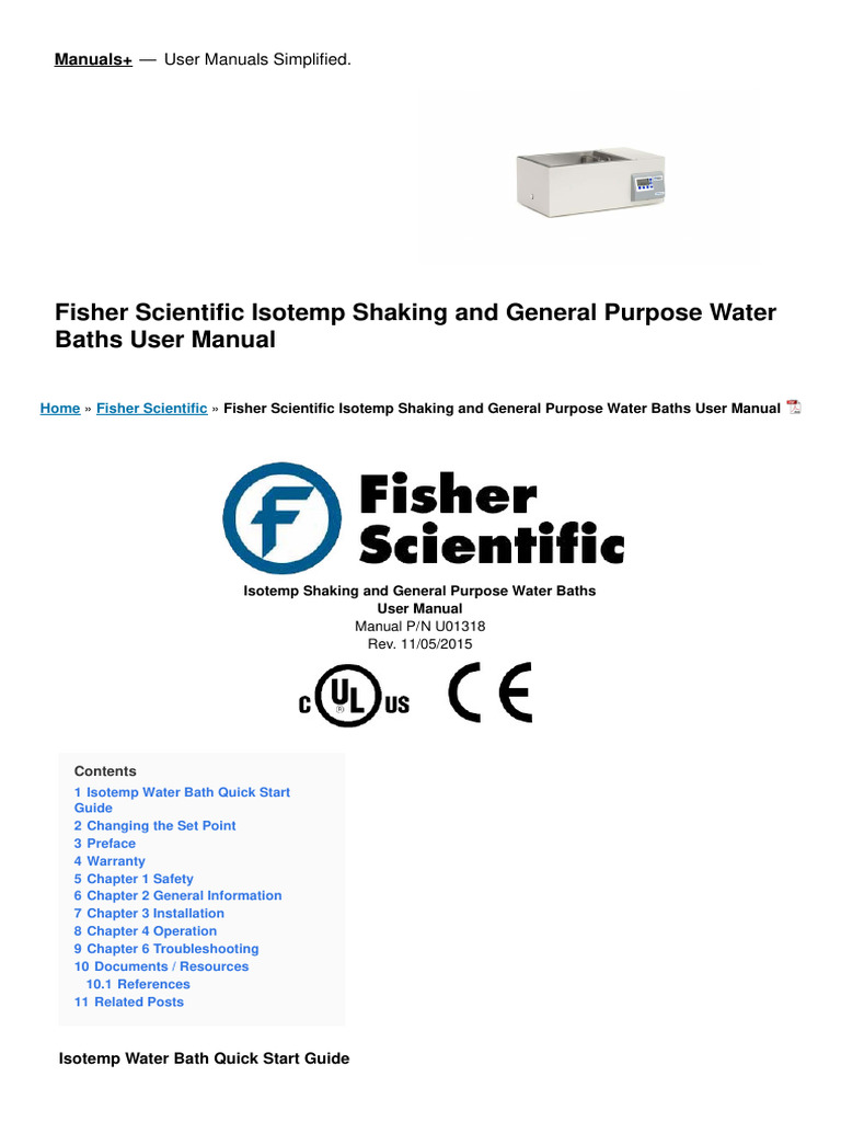 Isotemp Shaking and General Purpose Water Baths Manual | PDF | Implied ...
