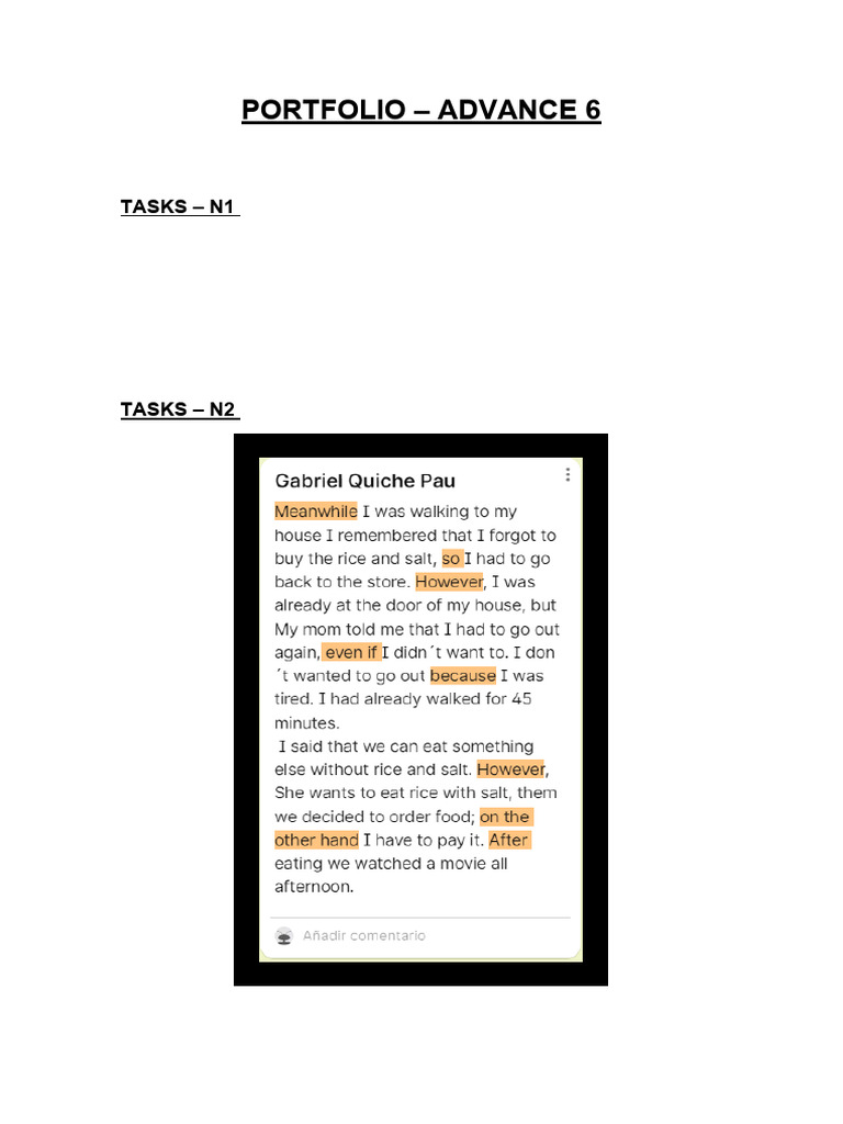 Advance 6 Portfolio Tasks Overview | PDF