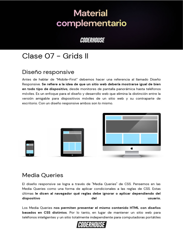 Clase 7_ GRIDS II - Material complementario | PDF | Diseño web adaptable | HTML