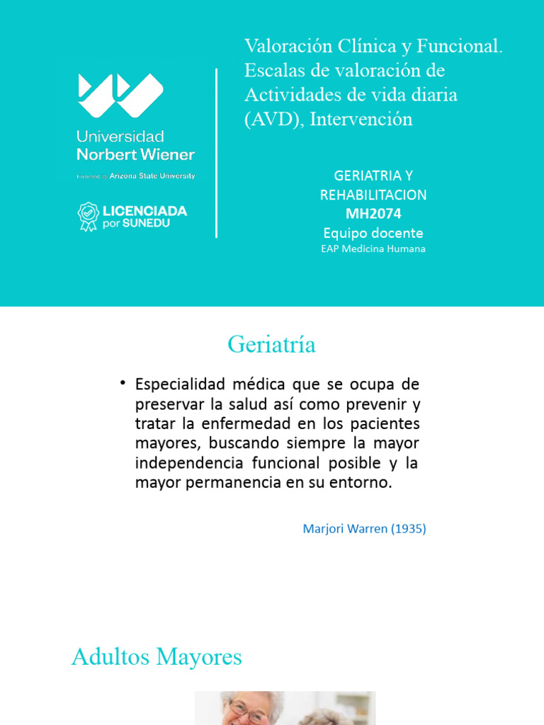 1 Valoracion Clinica y Funcional | PDF | Geriatría | Enfermedades y trastornos