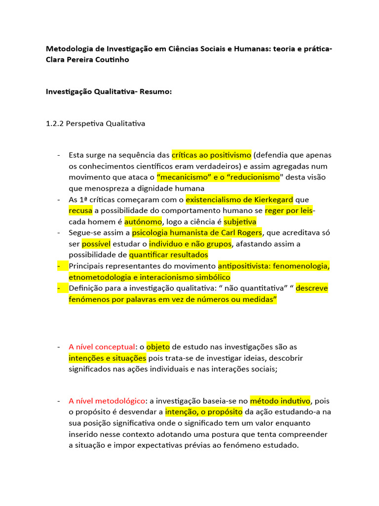 Resumo Capitulo de Mip | PDF | Método científico | Sociologia