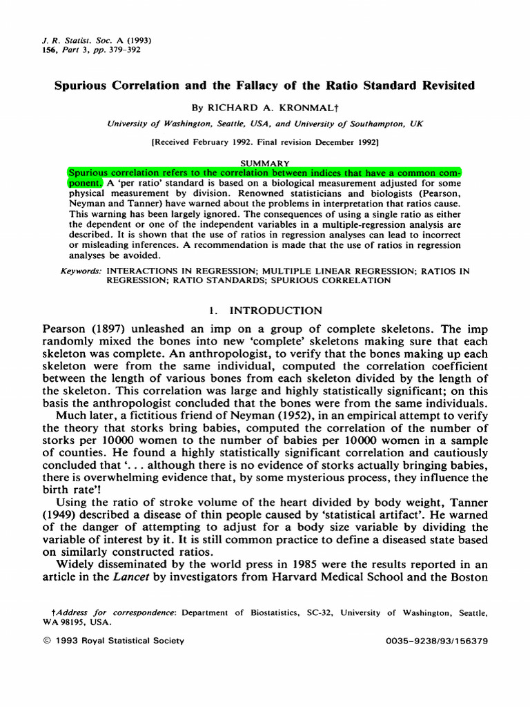 Rcihards 1993 Spurius Correlation | PDF | Linear Regression | Estimator