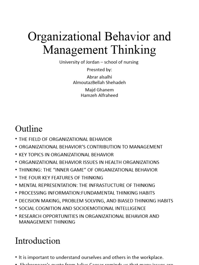 Organizational Behavior Andmanagement Thinking Fainal | PDF | Thought ...