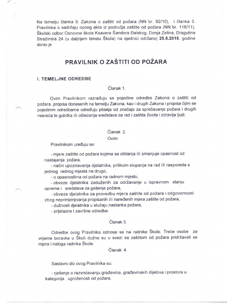 Pravilnik o Zaštiti Od Požara | PDF
