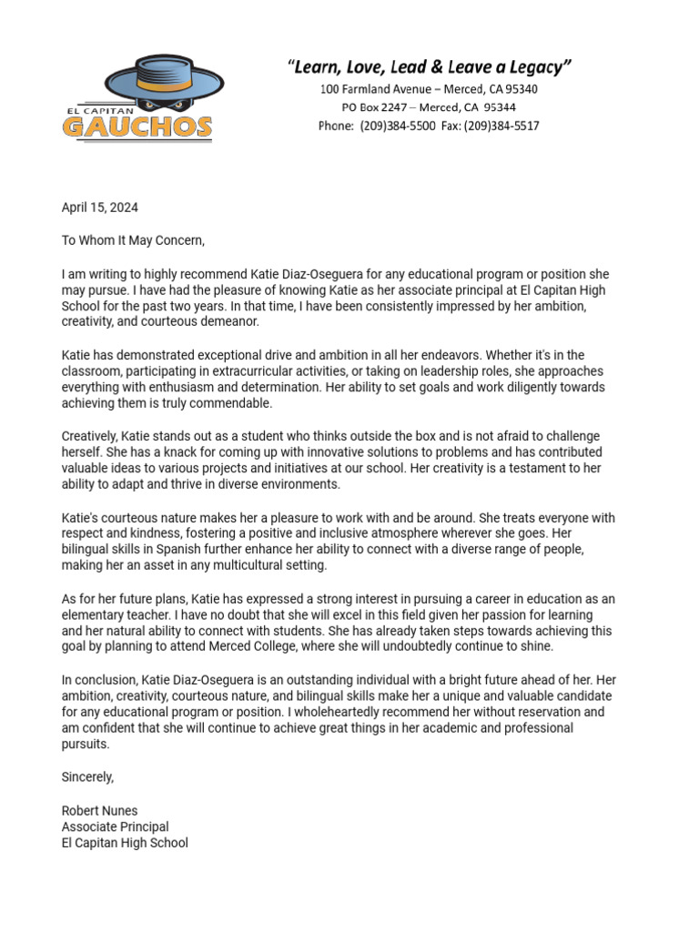 Katie Letter of Rec | PDF