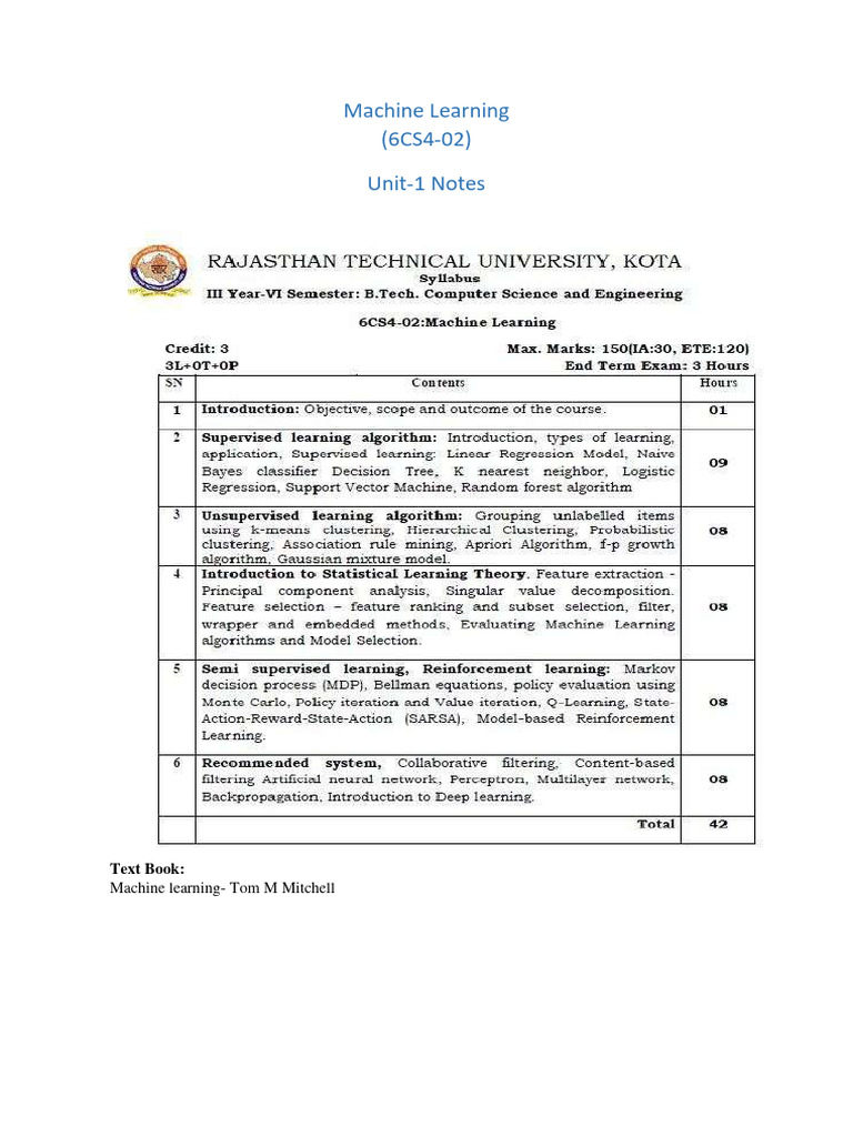 ML Unit-1 | PDF | Support Vector Machine | Machine Learning