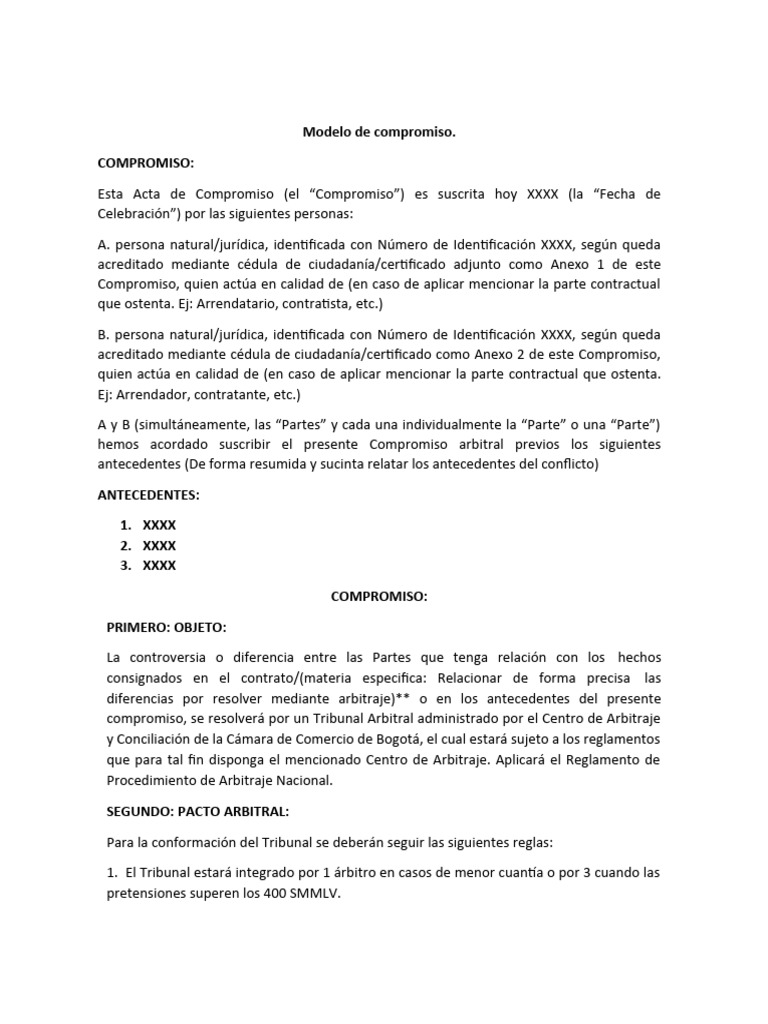 Modelo de compromiso | PDF | Arbitraje | Justicia