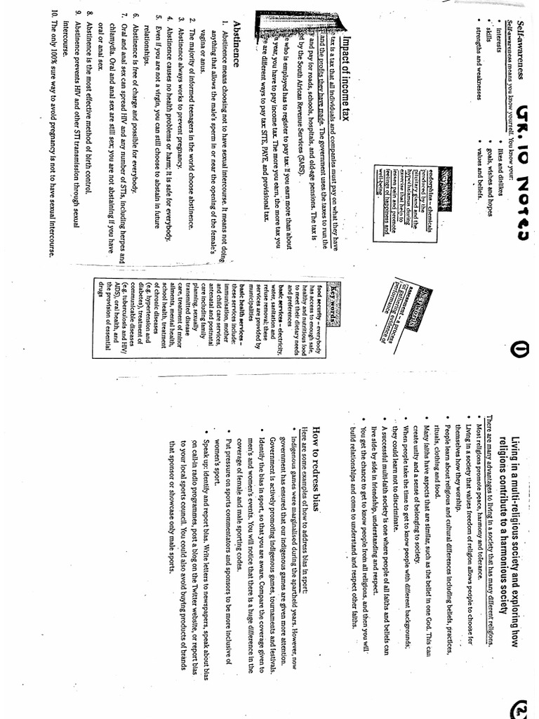 Gr10 LO Notes Nov Exam | PDF