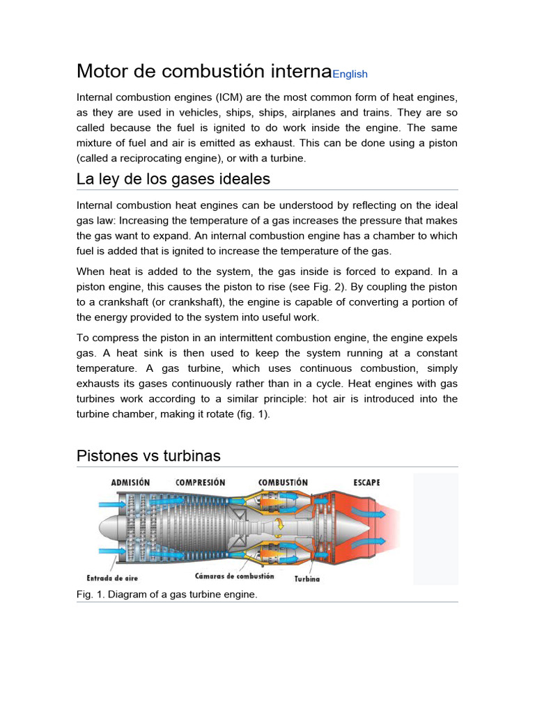 Motor de Combustión InternaEnglish | PDF | Internal Combustion Engine ...