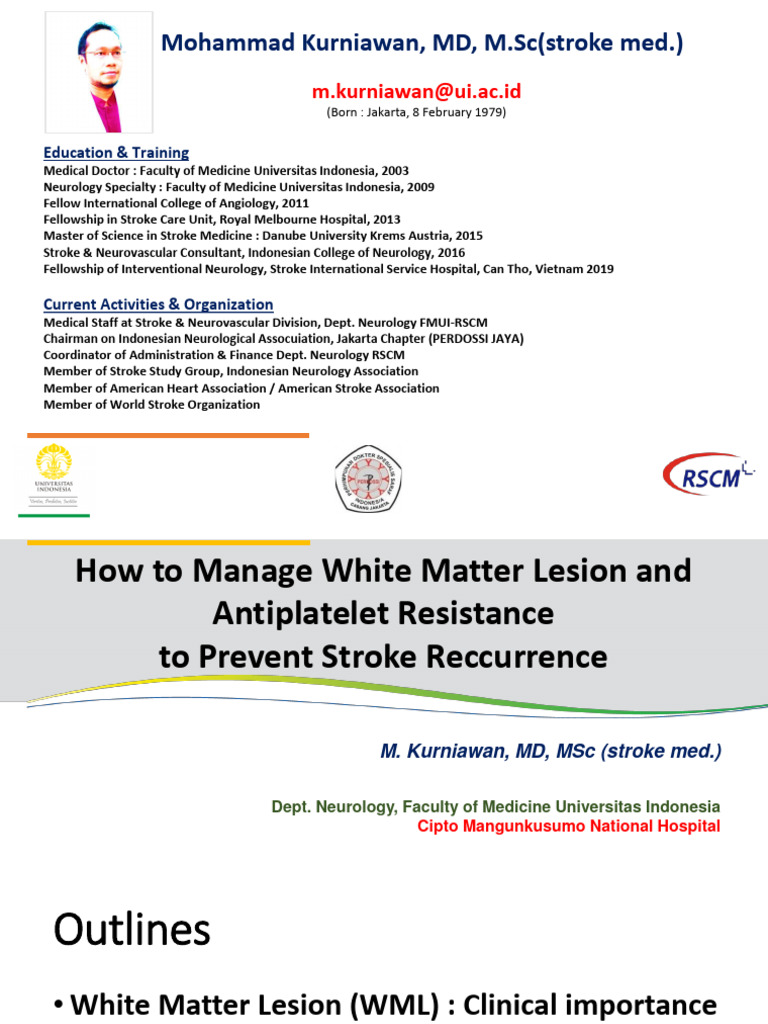 White Matter Lesion Antiplatelet Resistance Dr M Kurniawan Pdf Stroke Aspirin