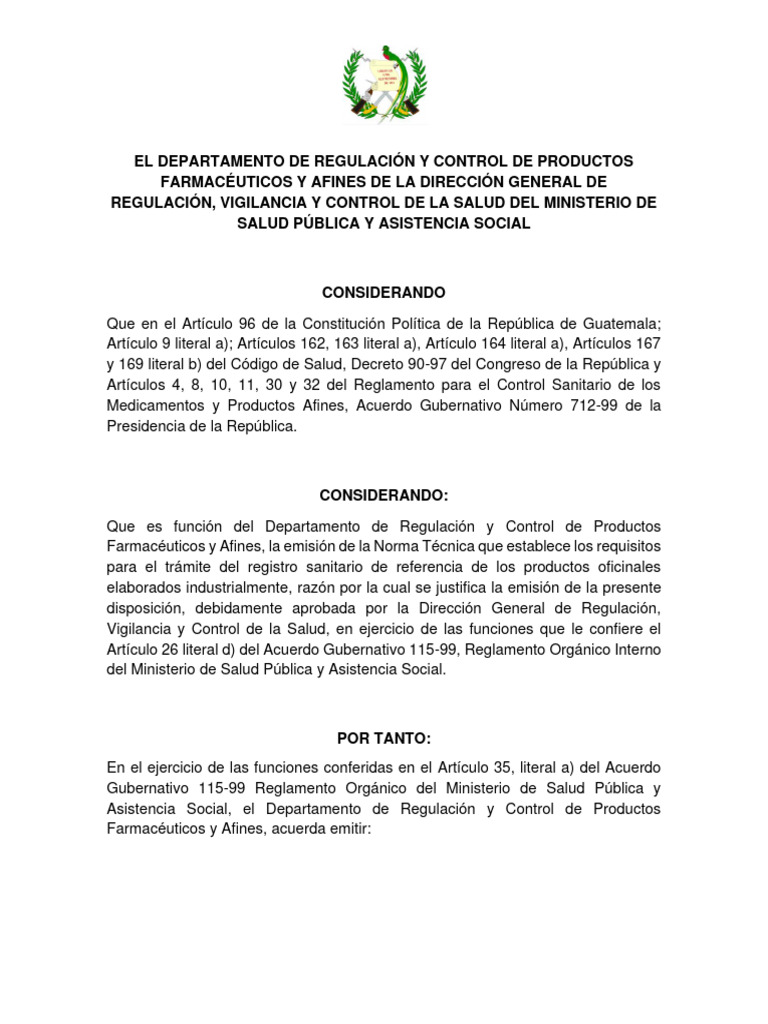 Registro Sanitario de Productos Farmacéuticos | PDF | Farmacéutico | Medicamentos con receta