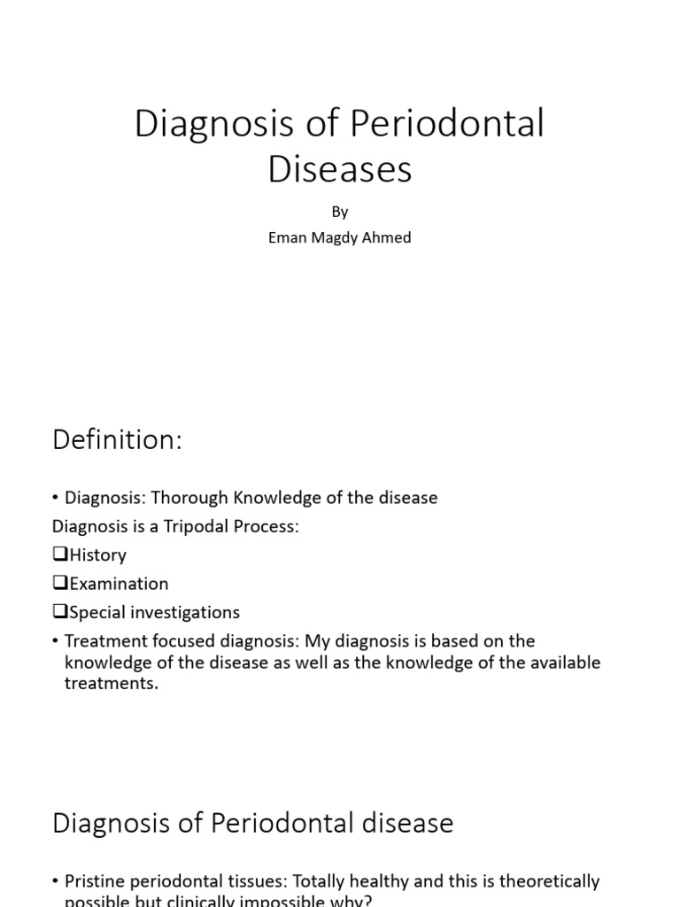 Diagnosis and Prognosis of Periodontal Diseases | PDF | Periodontology ...
