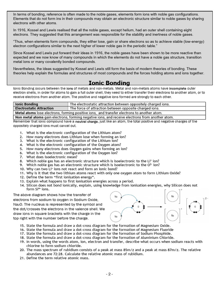 Bonding Booklet | PDF | Chemical Bond | Ion