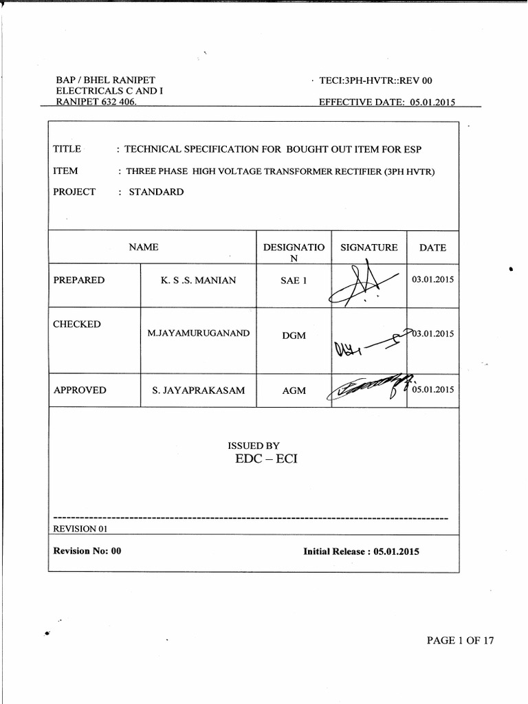 Technical Specification 1422511734 | PDF