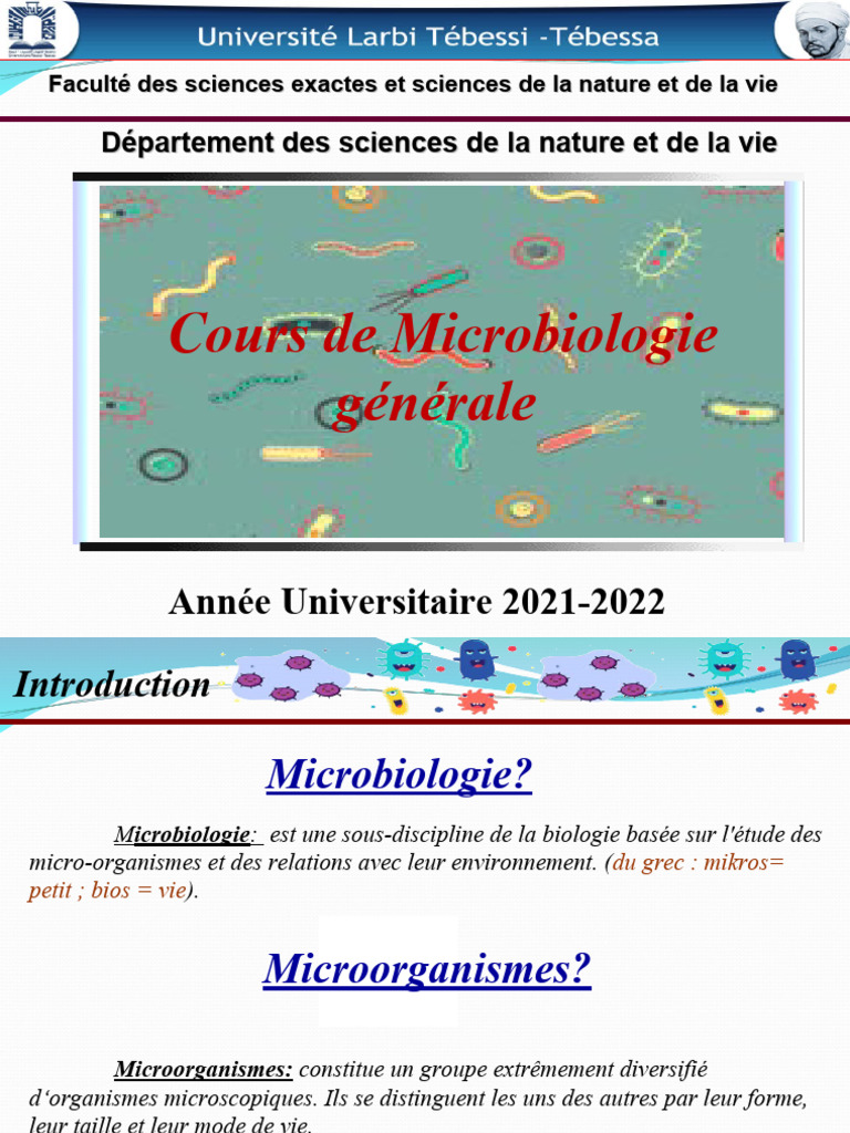 Cours de Microbiologie Generale | PDF | Micro-organisme | Cellule (Biologie)