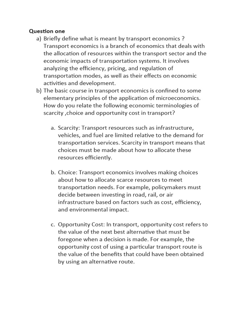 Transport Economics Principles | PDF | Economics | Transport