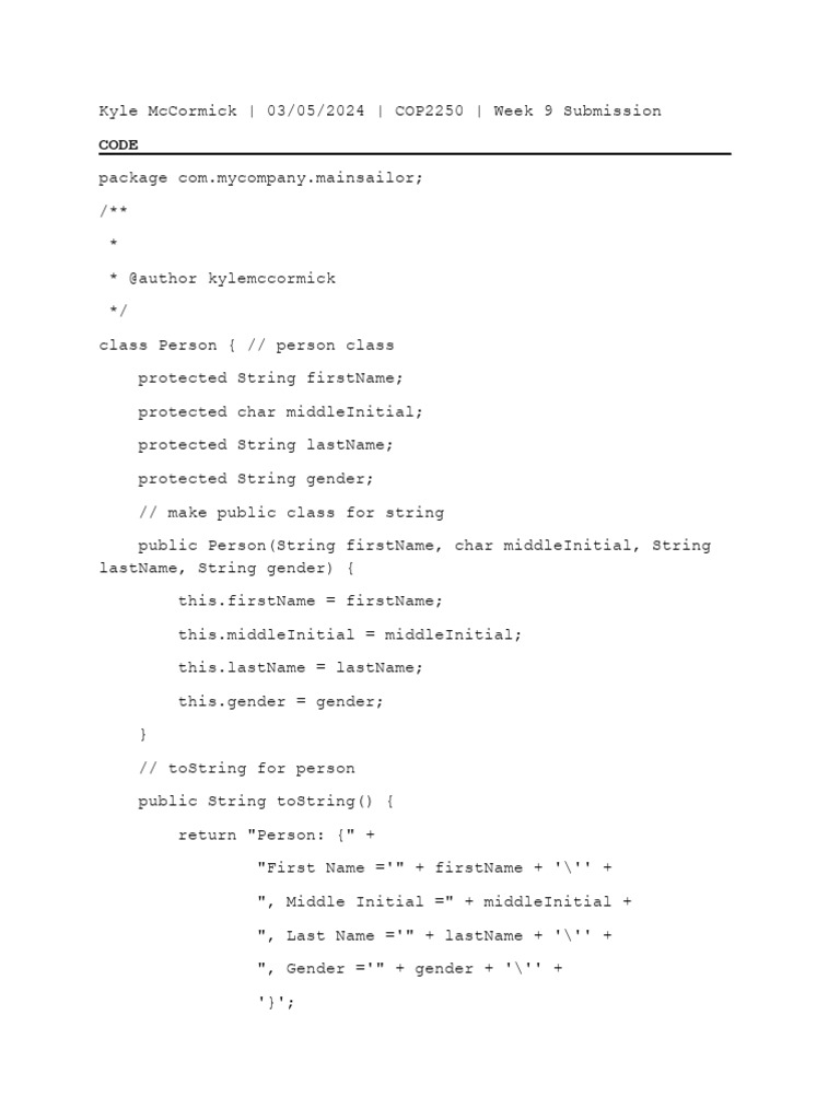 McCormickKyle COP2250 Week9Submission | PDF | Ranks | Military