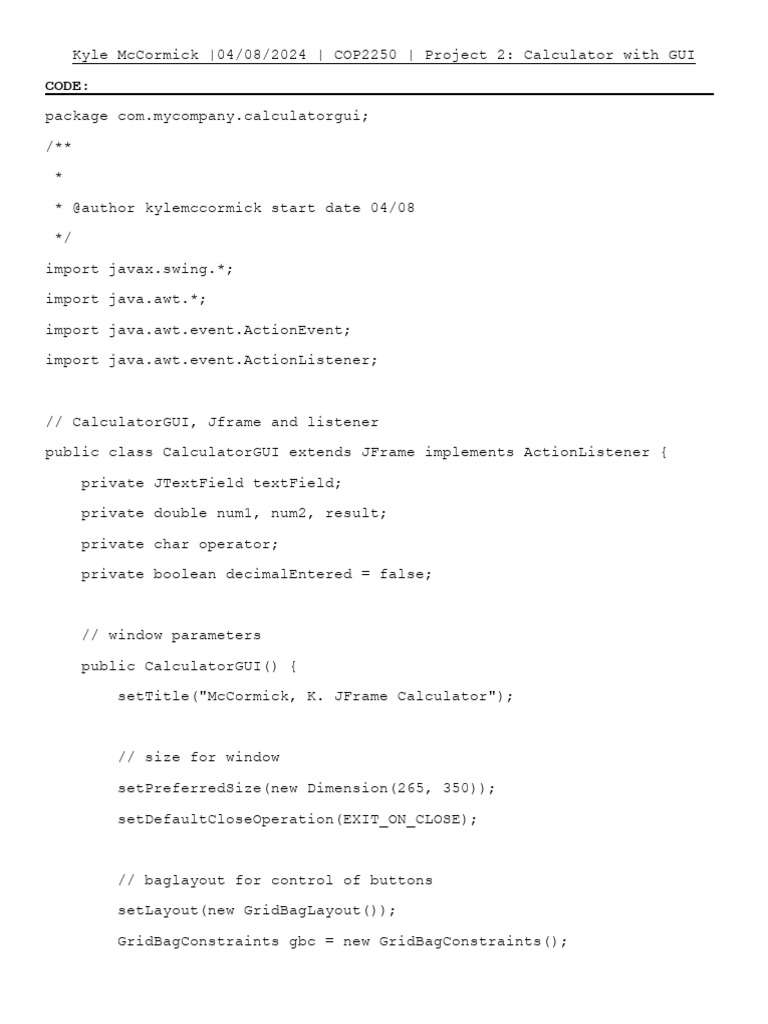 McCormickKyle COP2250 Week12Project2Submission | PDF | Computer Programming | Software Engineering