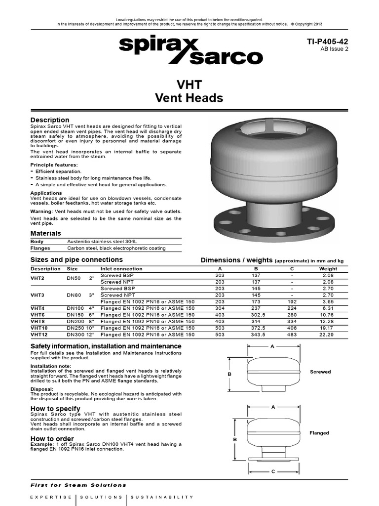VHT Vent Heads-Technical Information | PDF | Pipe (Fluid Conveyance ...