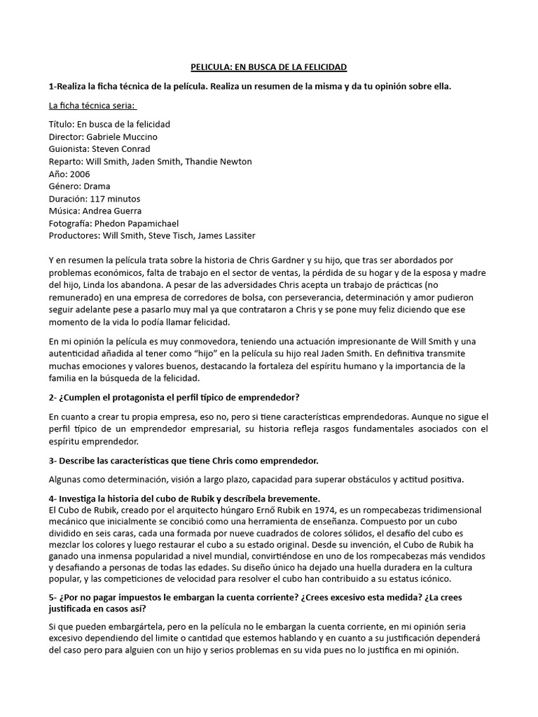 PELICULA Will Smith | PDF | Iniciativa empresarial | Felicidad