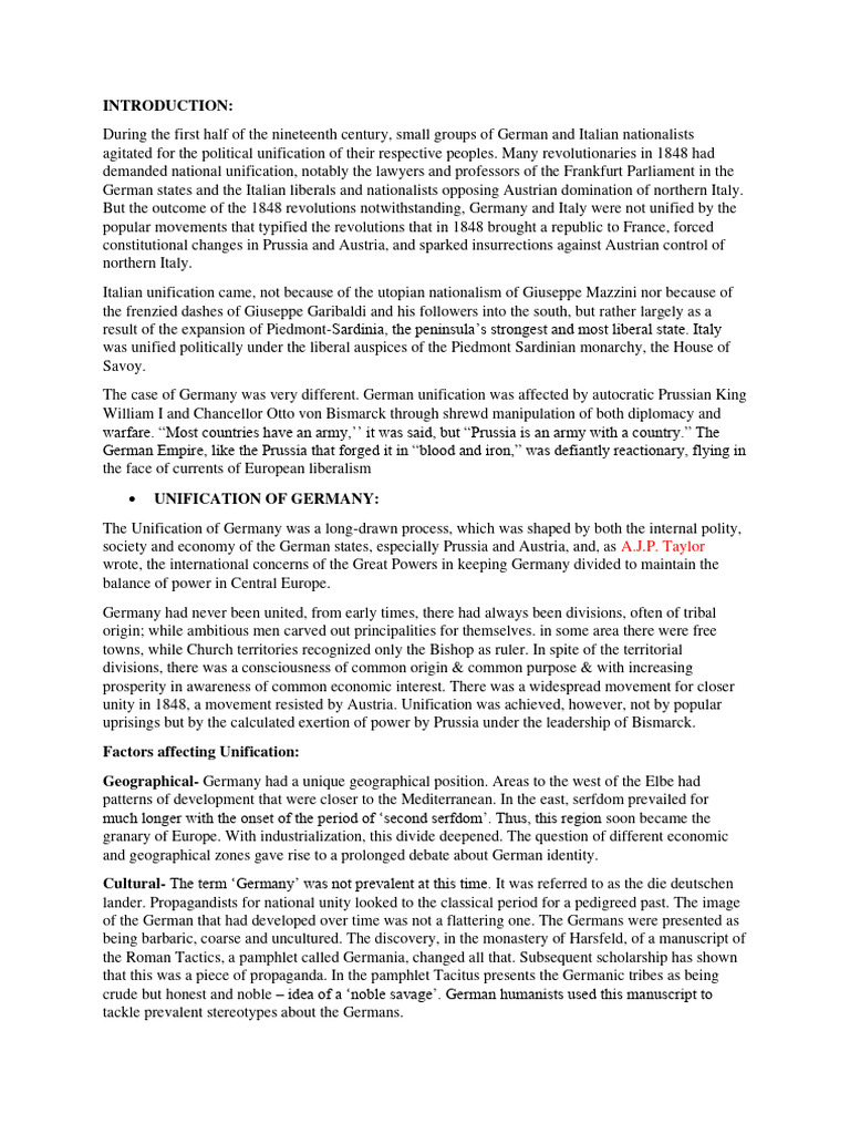 Unification of Germany and Italy Explained | PDF | Otto Von Bismarck ...