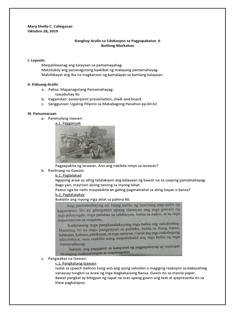 Lesson Plan Esp6 Q3 | PDF
