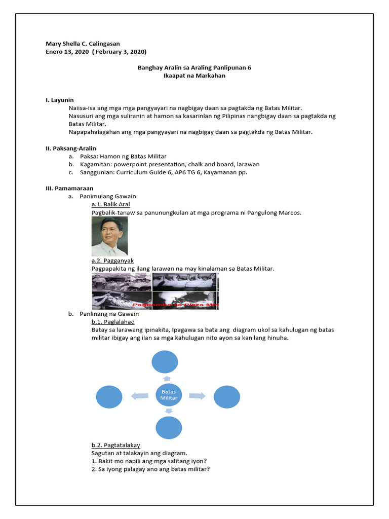 Lesson Plan Ap6 Q4 | PDF