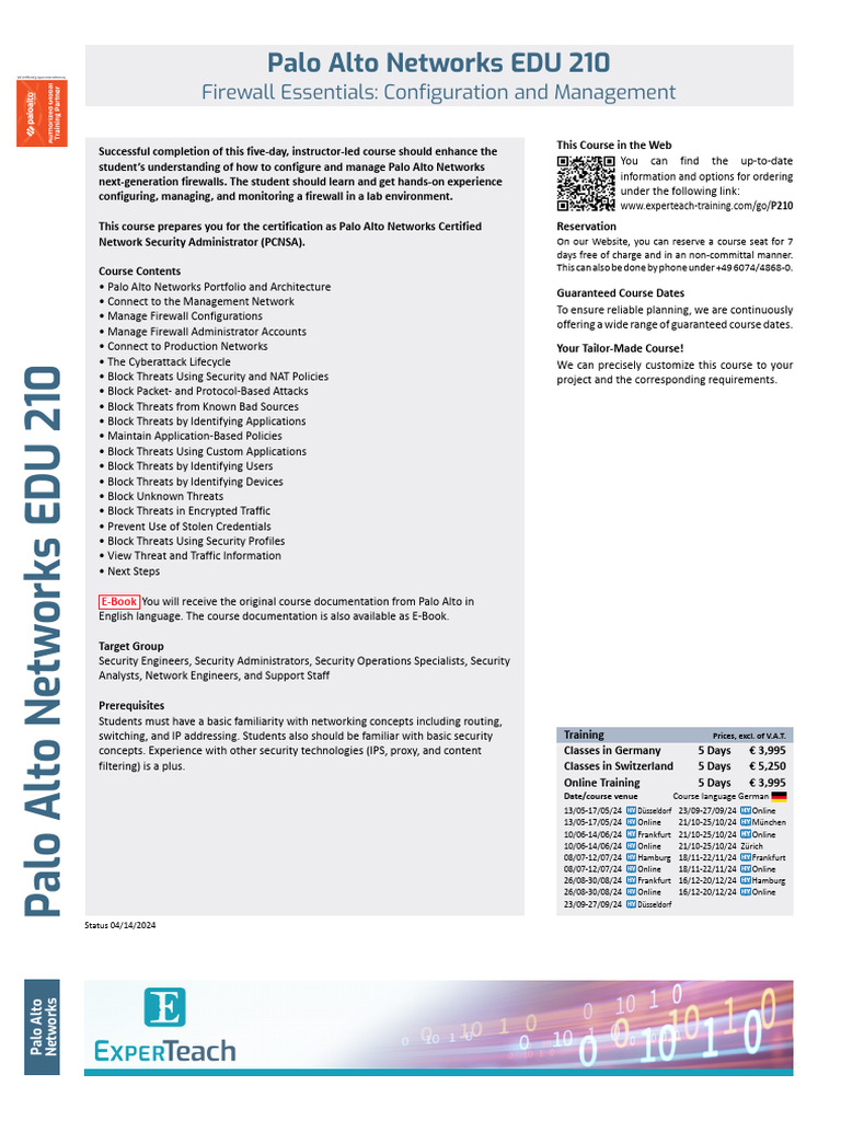 Palo Alto Firewall Essentials Course | PDF | Firewall (Computing) | Computer Network
