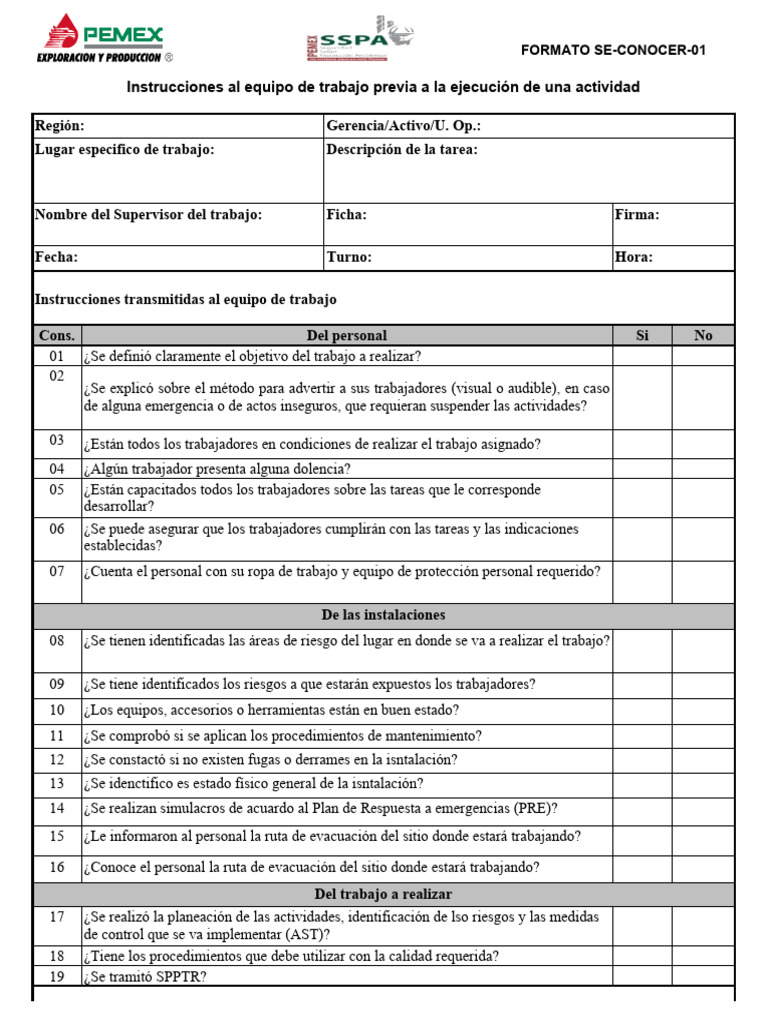 Formato SE-CONOCER-01 PEMEX | PDF