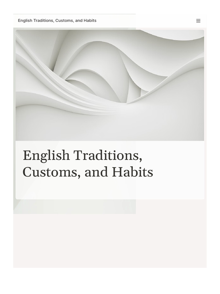 English Traditions, Customs, and Habits - Gamma | PDF | Social Science ...