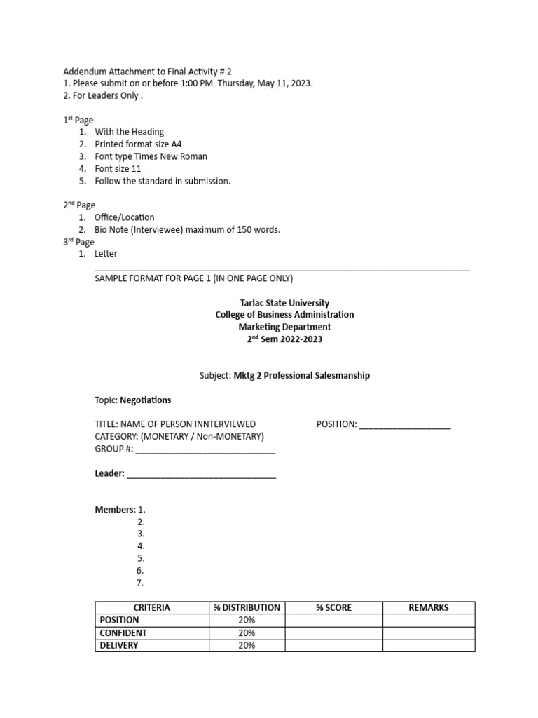 Addendum Attachment to Final Activity 1 | PDF Addendum Attachment to Final Activity 1 | PDF