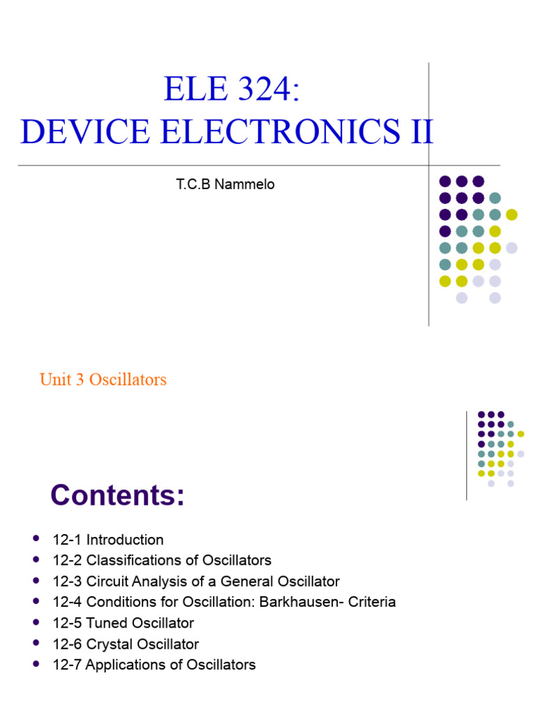 ELE324 Oscillators L3 V2 | PDF | Electronic Oscillator | Amplifier