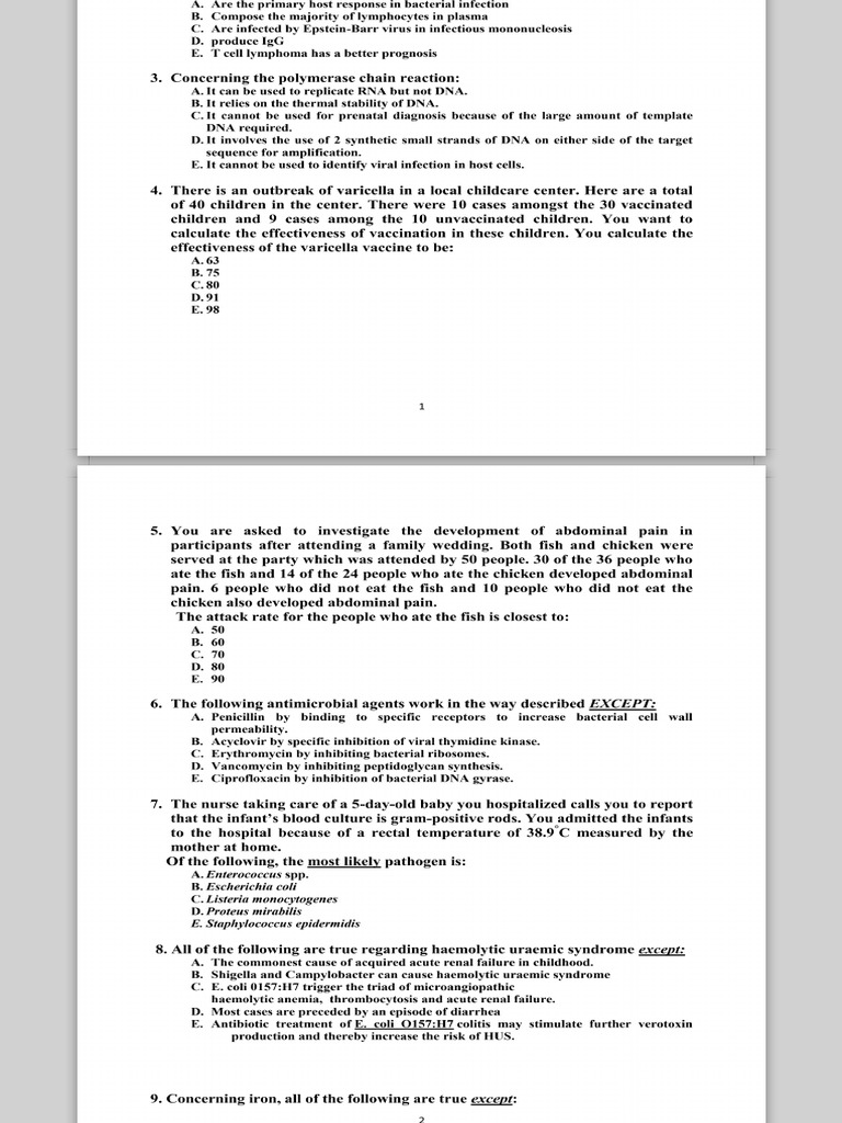 Pediatria MCQ | PDF | Infection | Virus