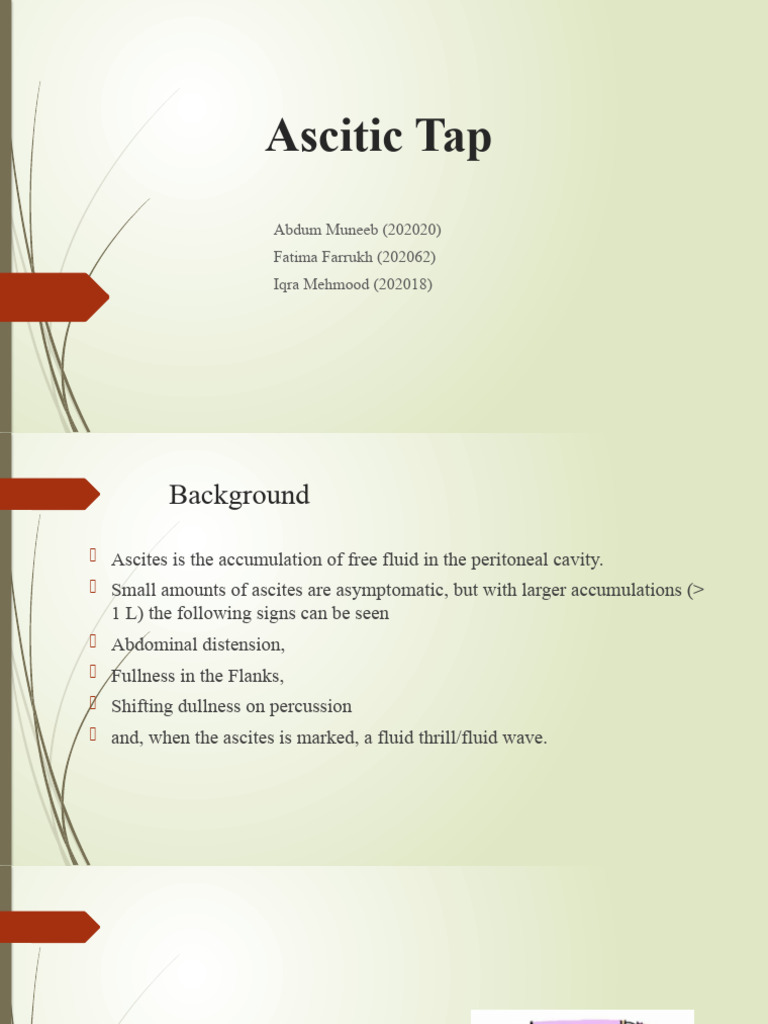 Ascitic Tap | PDF | Causes Of Death | Diseases And Disorders