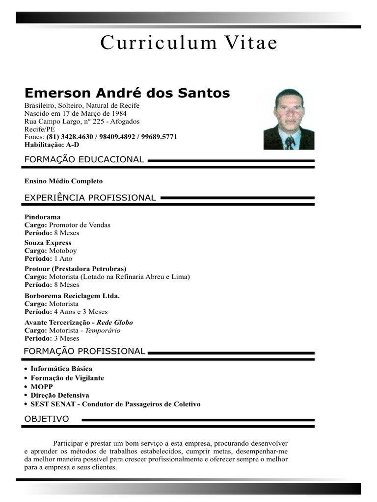 CV-Emerson Andre Dos Santos | PDF | Carreira e Crescimento | Tecnologia e Engenharia
