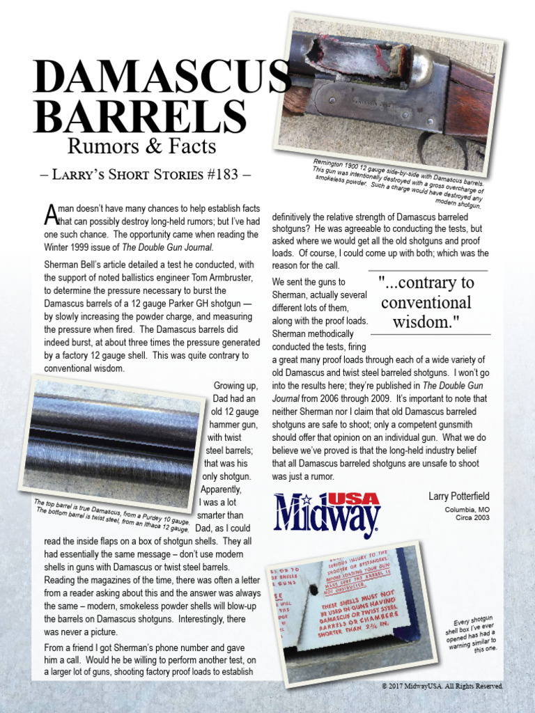 Damascus Barrels Rumors and Facts | PDF | Shotgun | Projectiles