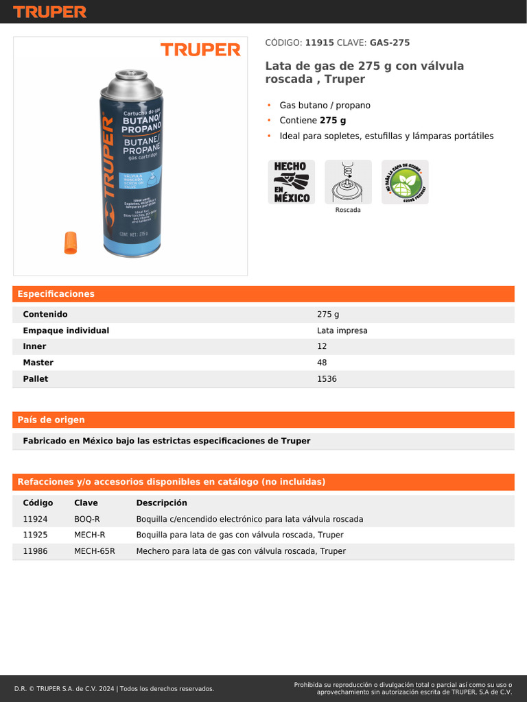 Ficha Tecnica Gas Butano | PDF