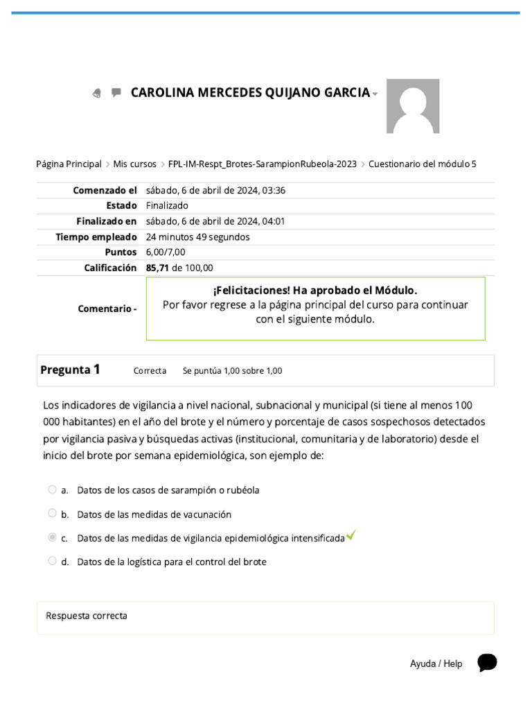 Cuestionario Del Módulo 5 - Revisión Del Intento | PDF | Epidemiología | Virus