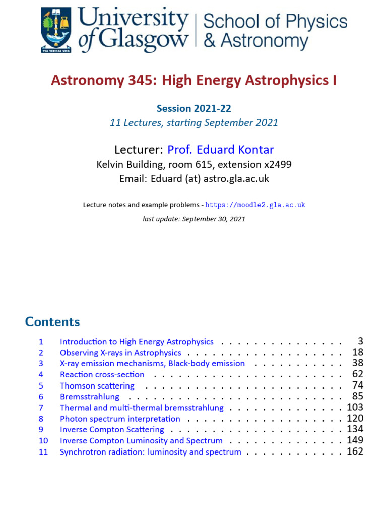 Lecture Notes HEA1 | PDF | Astronomy | Astrophysics