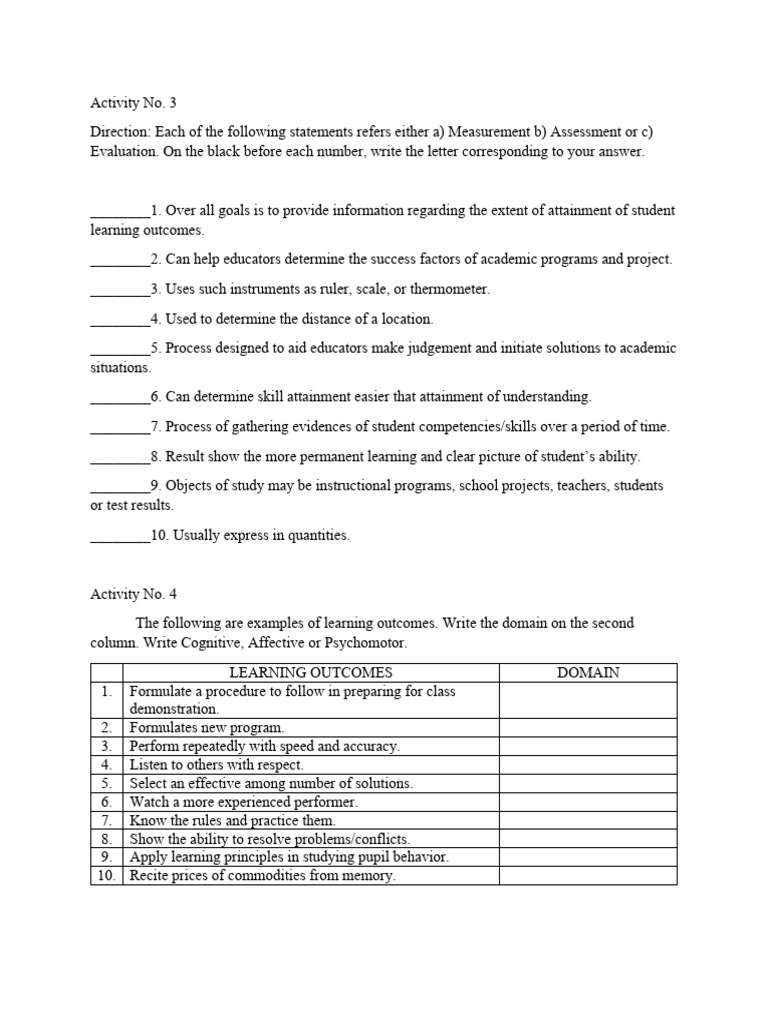Assessment of Learning Act 1-4 | PDF